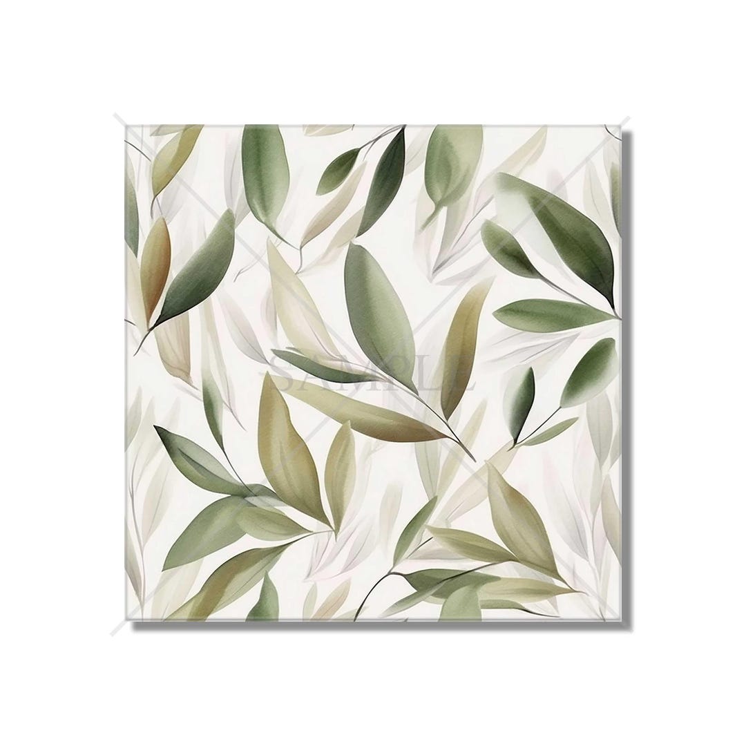 Botanical Leaves Ceramic Tile - Botanical Kitchen Backsplash Tile ...