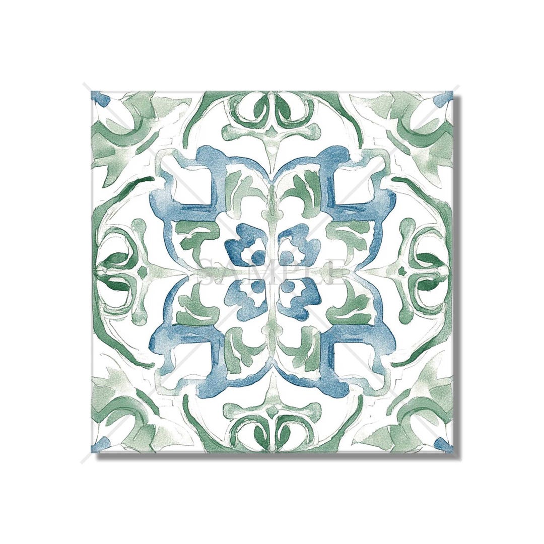 Blue Green White Ceramic Tile - Blue Green Unique Kitchen Backsplash ...