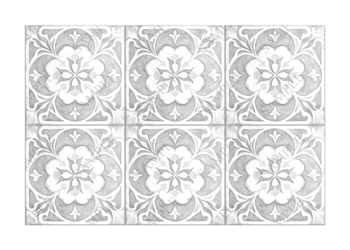 Ceramic Tile Gray Patterned Vintage Design Grey Ceramic Tiles - Grey ...