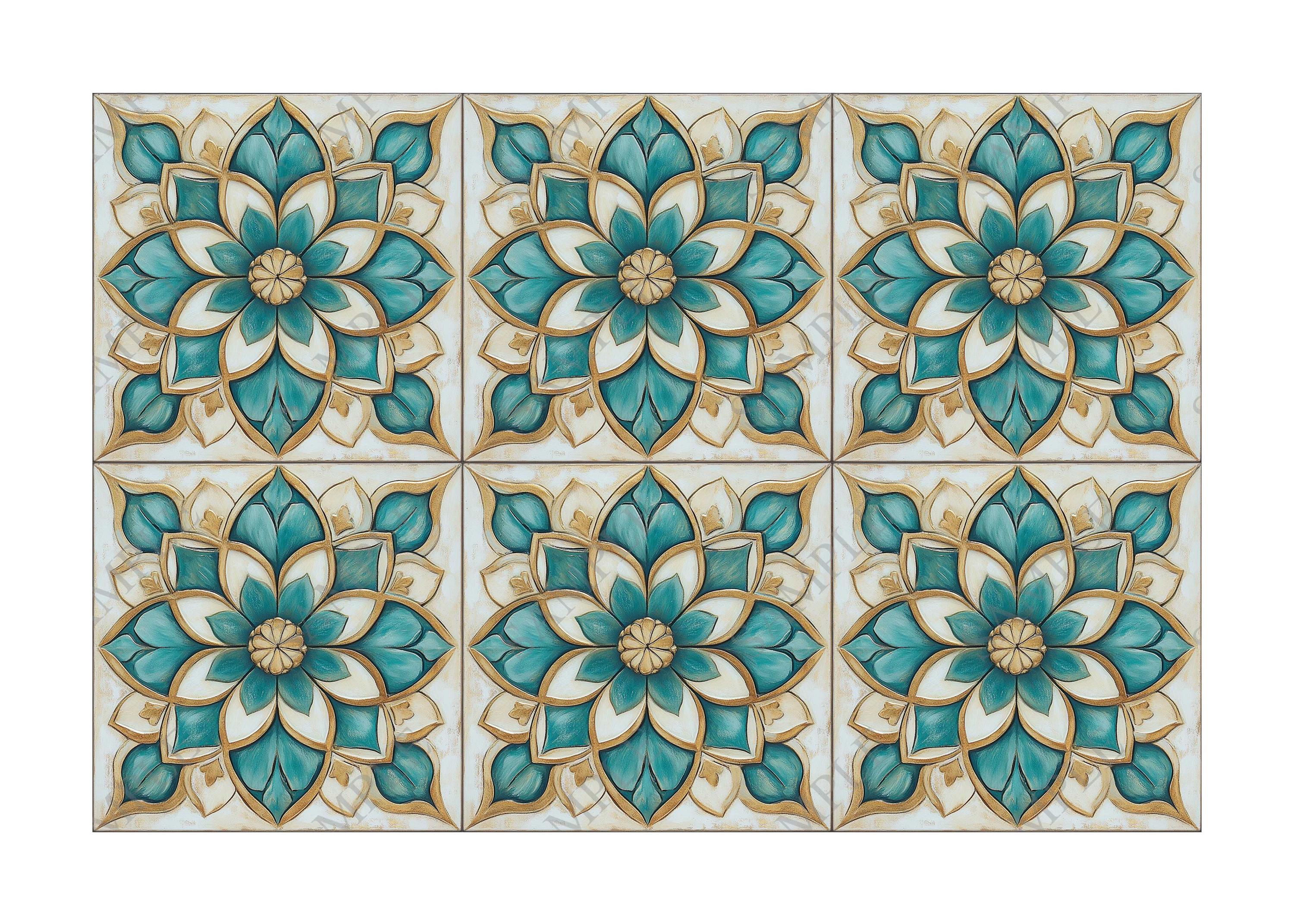 Turquoise Vintage Design Ceramic Tile - Turquoise Kitchen Backsplash ...