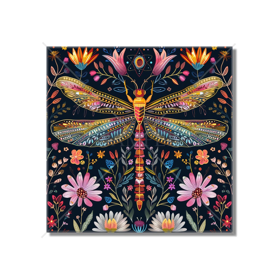 Multi Colored Dragonfly Design Ceramic Accent Tile - Kitchen Accent ...