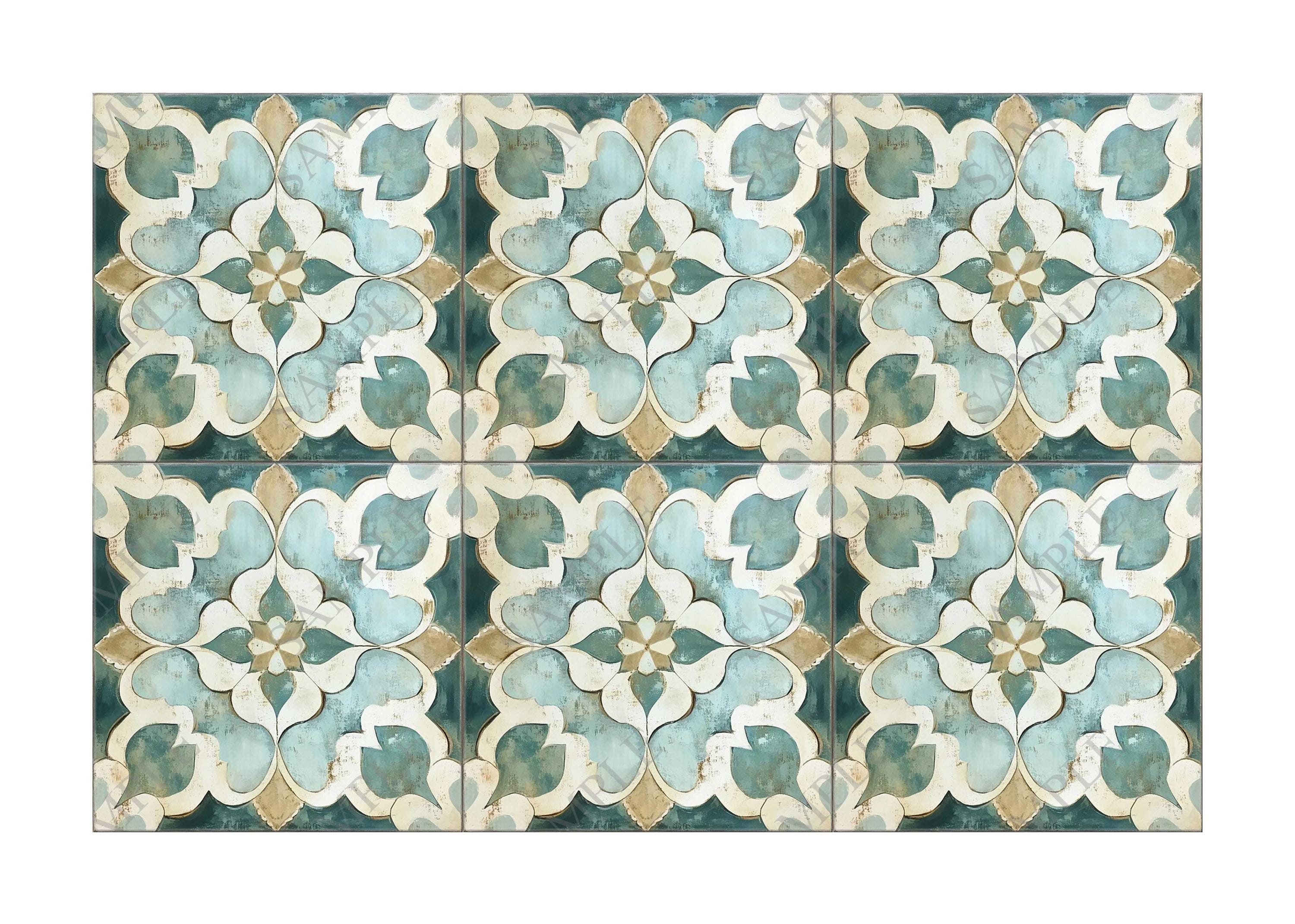 Blue Patterned Ceramic Tile Vintage Design Kitchen Backsplash Tiles ...