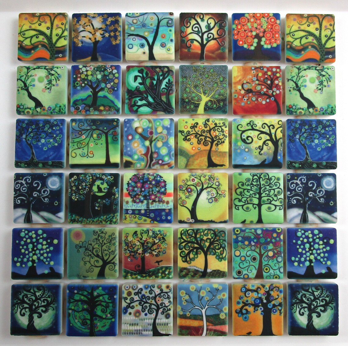Funky Trees Tree Art Designs Mosaic Tile Pieces - Ceramic Mosaic Tiles ...