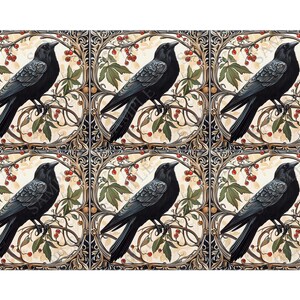 Raven Bird Ceramic Tile - Witchy Home Decor Raven Design Wall Tiles ...