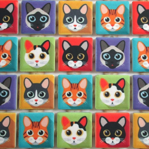 Funky Cats Art Design Cat Mosaic Tile Pieces Ceramic Mosaic - Etsy