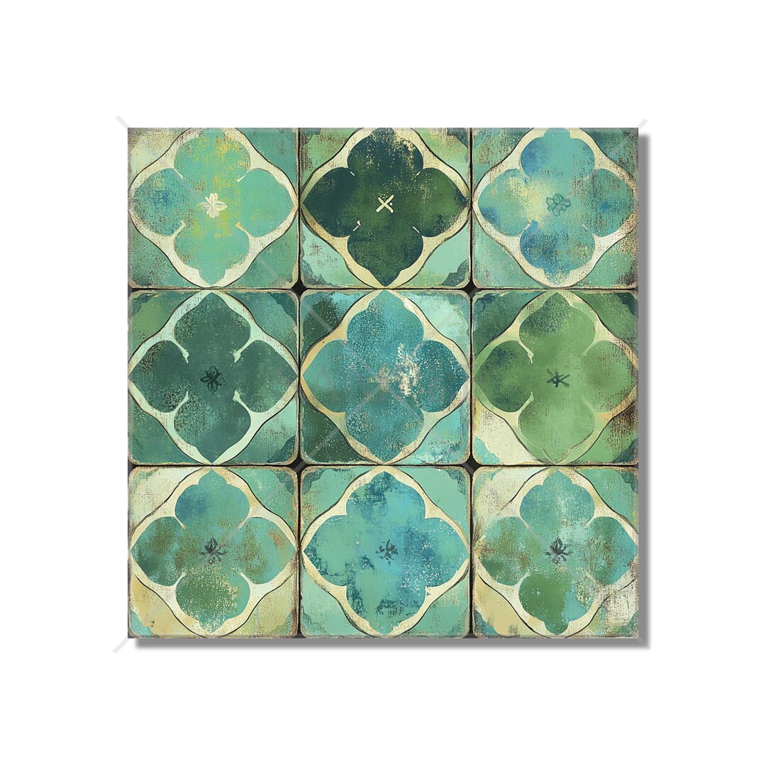 Blue Green Ceramic Tile Vintage Moroccan Tile Design Patterned Kitchen ...
