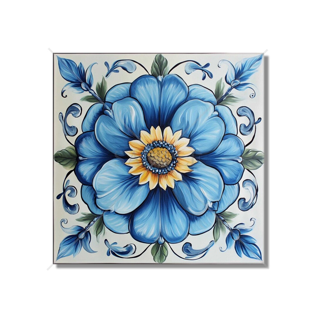 Ceramic Flower Accent Tiles Blue Floral Kitchen Backsplash Tile ...