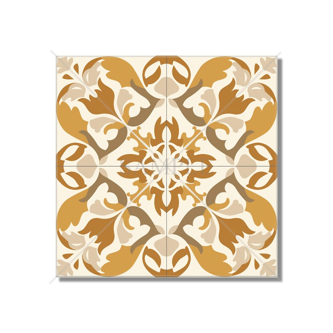 Butterscotch Tan Decorative Ceramic Tile - Vintage Design Kitchen Tile ...