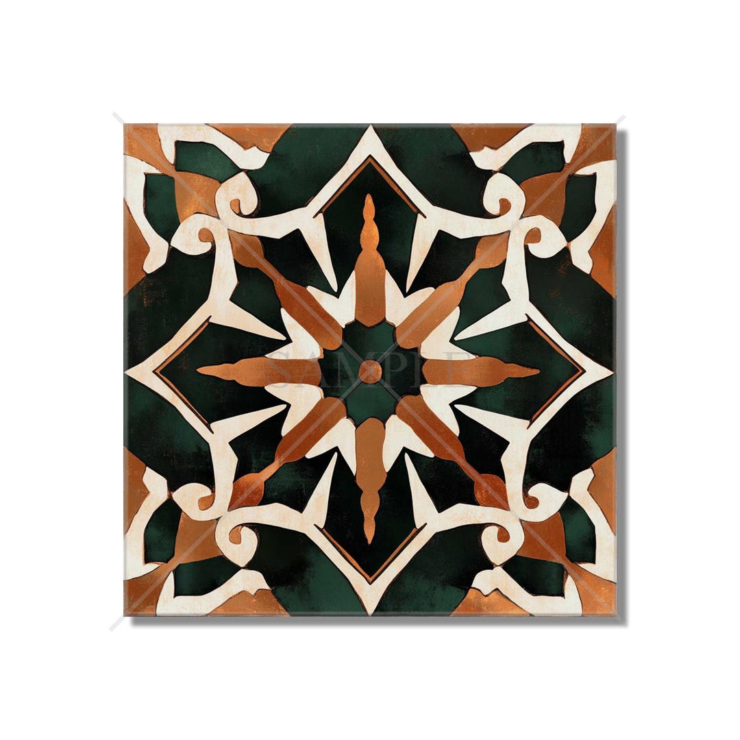 Dark Green Terra Cotta Ceramic Tile - Vintage Moroccan Tile Design ...
