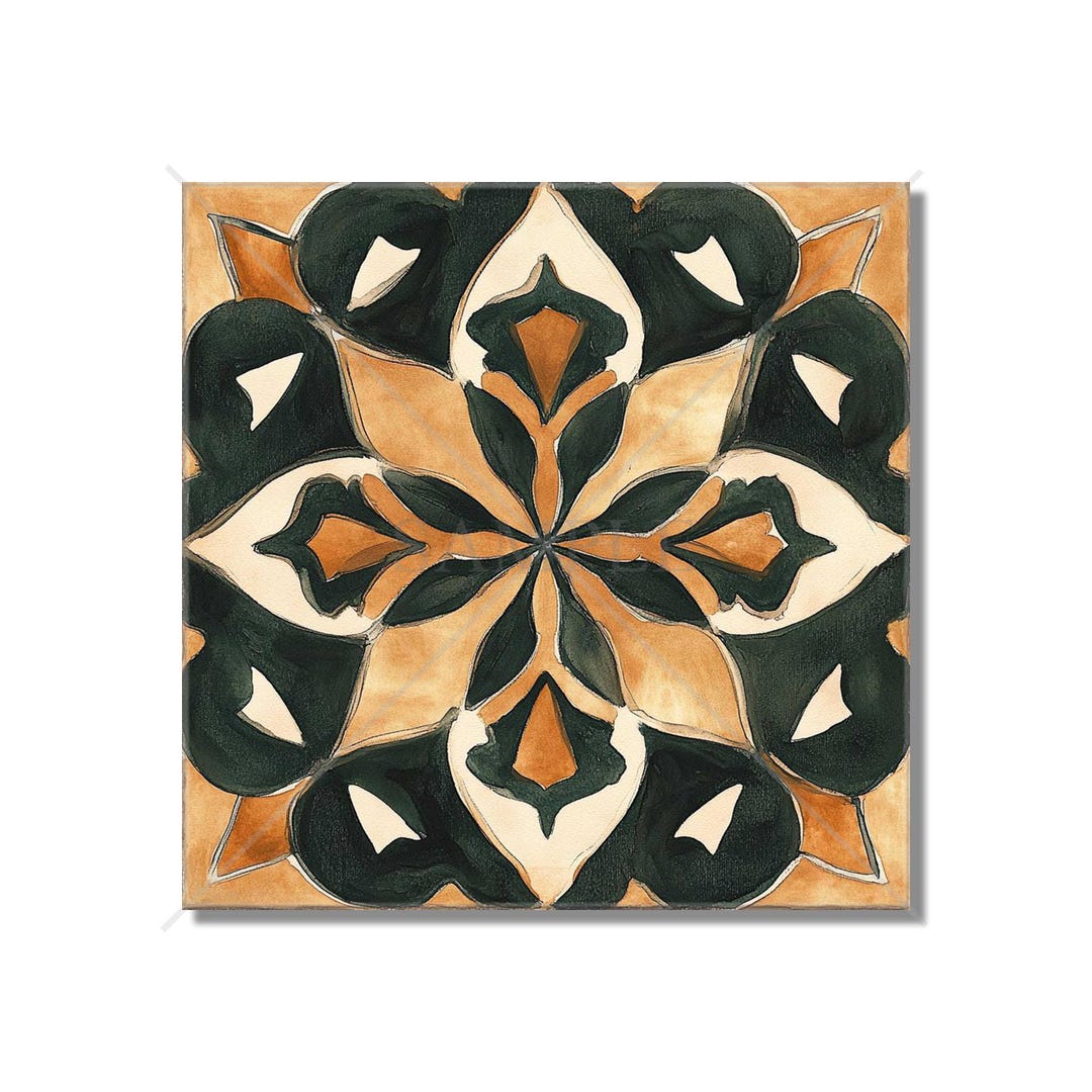 Ceramic Tile Dark Green and Copper Rust - Unique Kitchen Backsplash ...