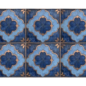 Dark Blue Patterned Ceramic Tile Kitchen Backsplash Tile Bathroom Wall ...