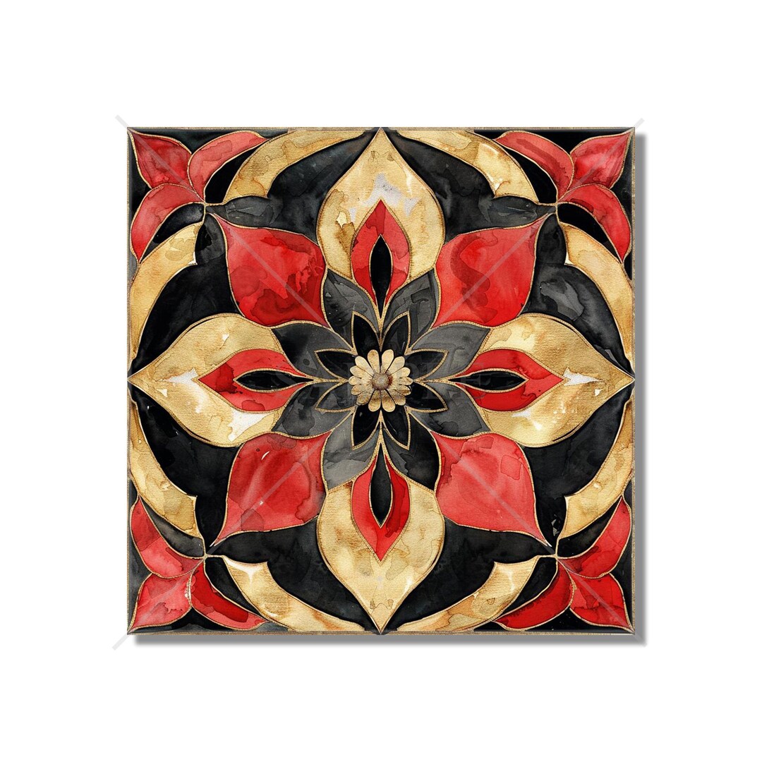 Red Patterned Ceramic Tile - Red Kitchen Backsplash Tile - Red Bathroom ...