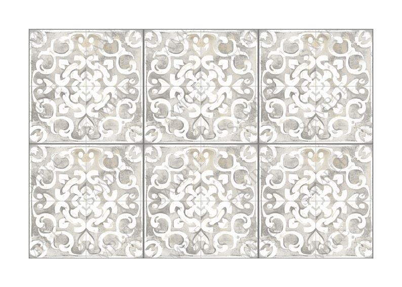 Gray Beige White Ceramic Tile - Vintage Moroccan Tile Design - Kitchen ...