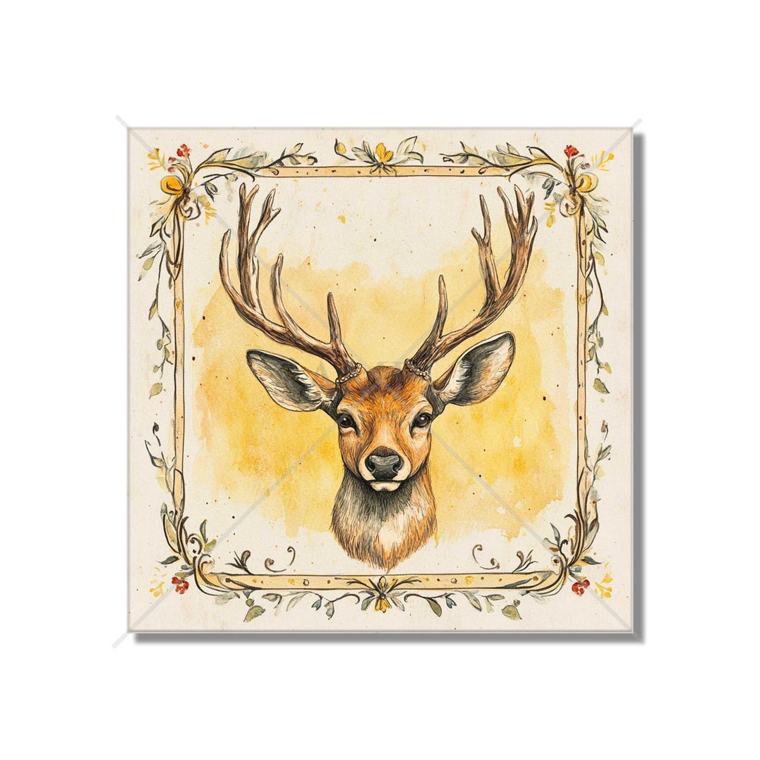 Deer Design Ceramic Tile - Decorative Deer Ceramic Tile - Rustic Cabin ...