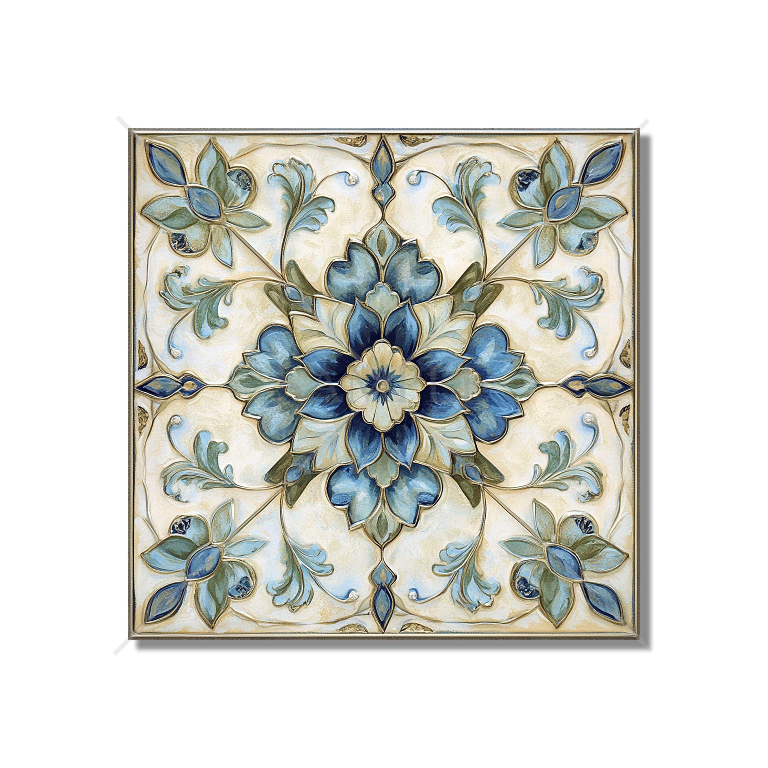 Antique Blue and Green Ceramic Tile Unique Kitchen Backsplash Tile ...