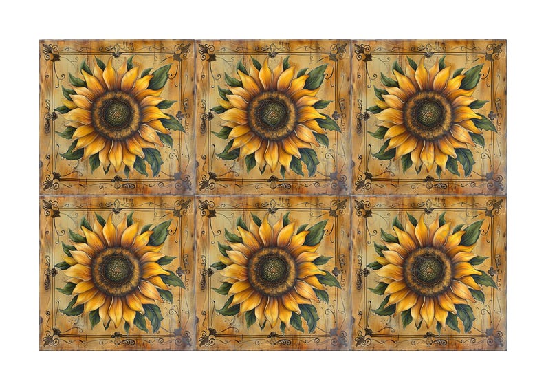 Sunflower Design Ceramic Accent Tile - Floral Design Kitchen Accent ...