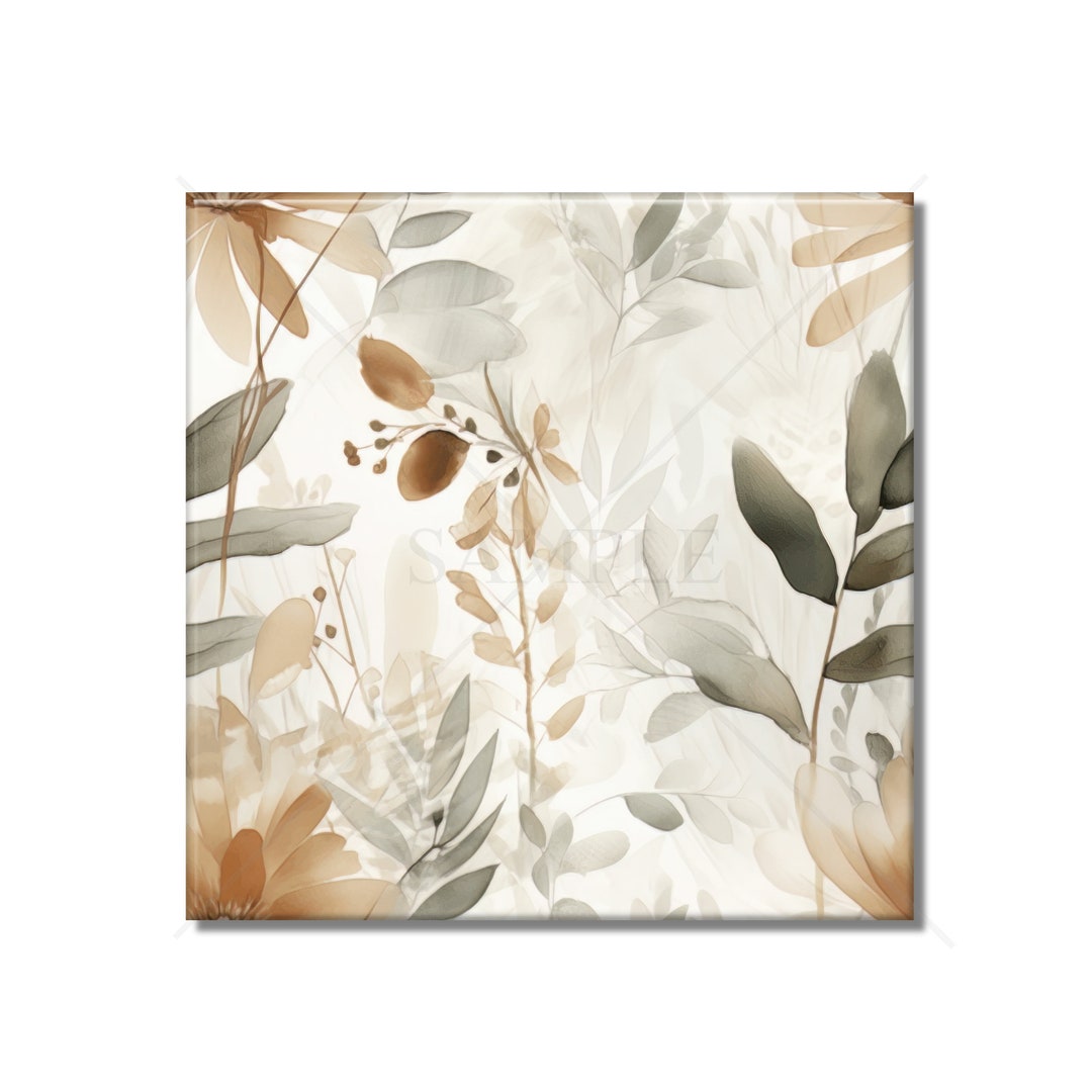 Botanical Floral Ceramic Tile Botanical Kitchen Backsplash Tile ...