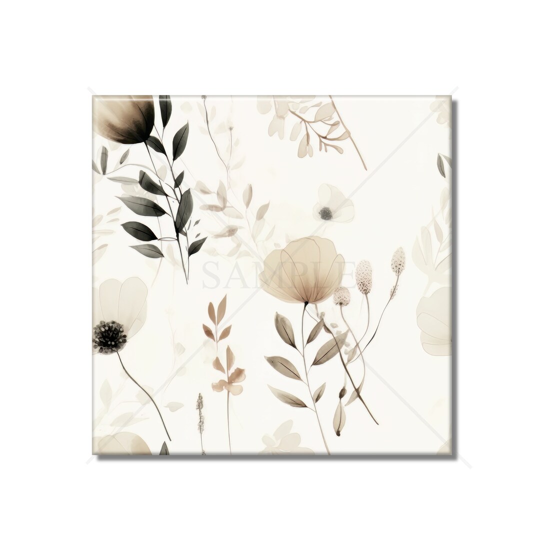 Botanical Floral Ceramic Tile Botanical Kitchen Backsplash Tile ...