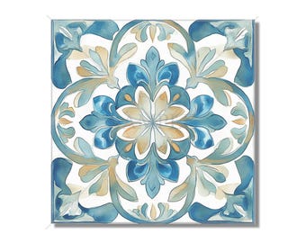Vintage Moroccan Tile Design Blue and Tan Backsplash Tile Kitchen ...