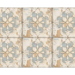 Aged Blue Beige Ceramic Tile Vintage Aged Design Tile - Unique ...