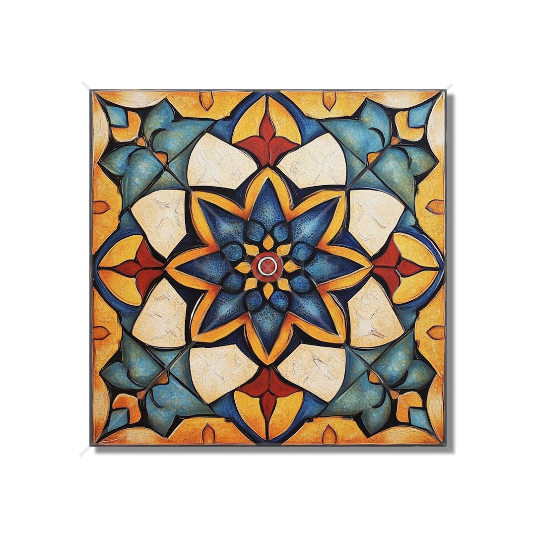 Multi Colored Ceramic Tile - Vintage Moroccan Tile Design - Unique ...