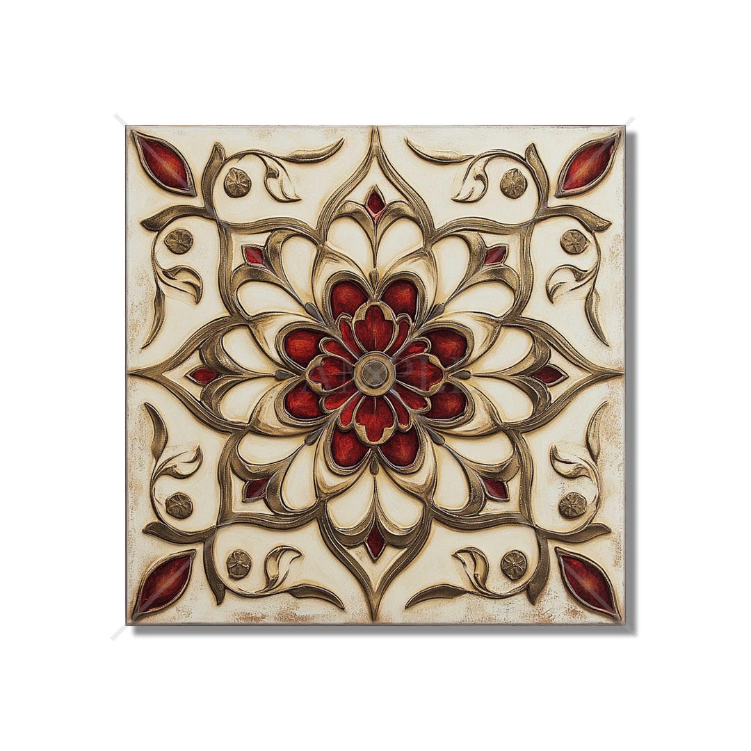 Red Ceramic Tile Unique Patterned Red Kitchen Backsplash Tiles Red ...