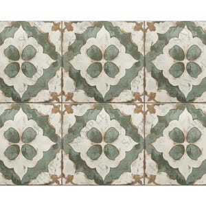 Ceramic Tile Sage Green Patterned Vintage Design Kitchen Backsplash ...