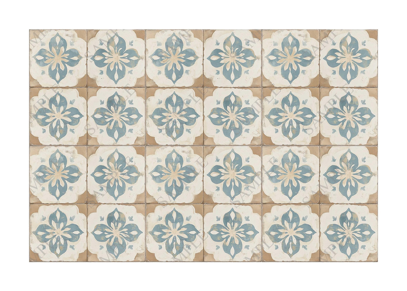 Blue Gray and Tan Ceramic Tile Patterned Kitchen Backsplash Tiles ...