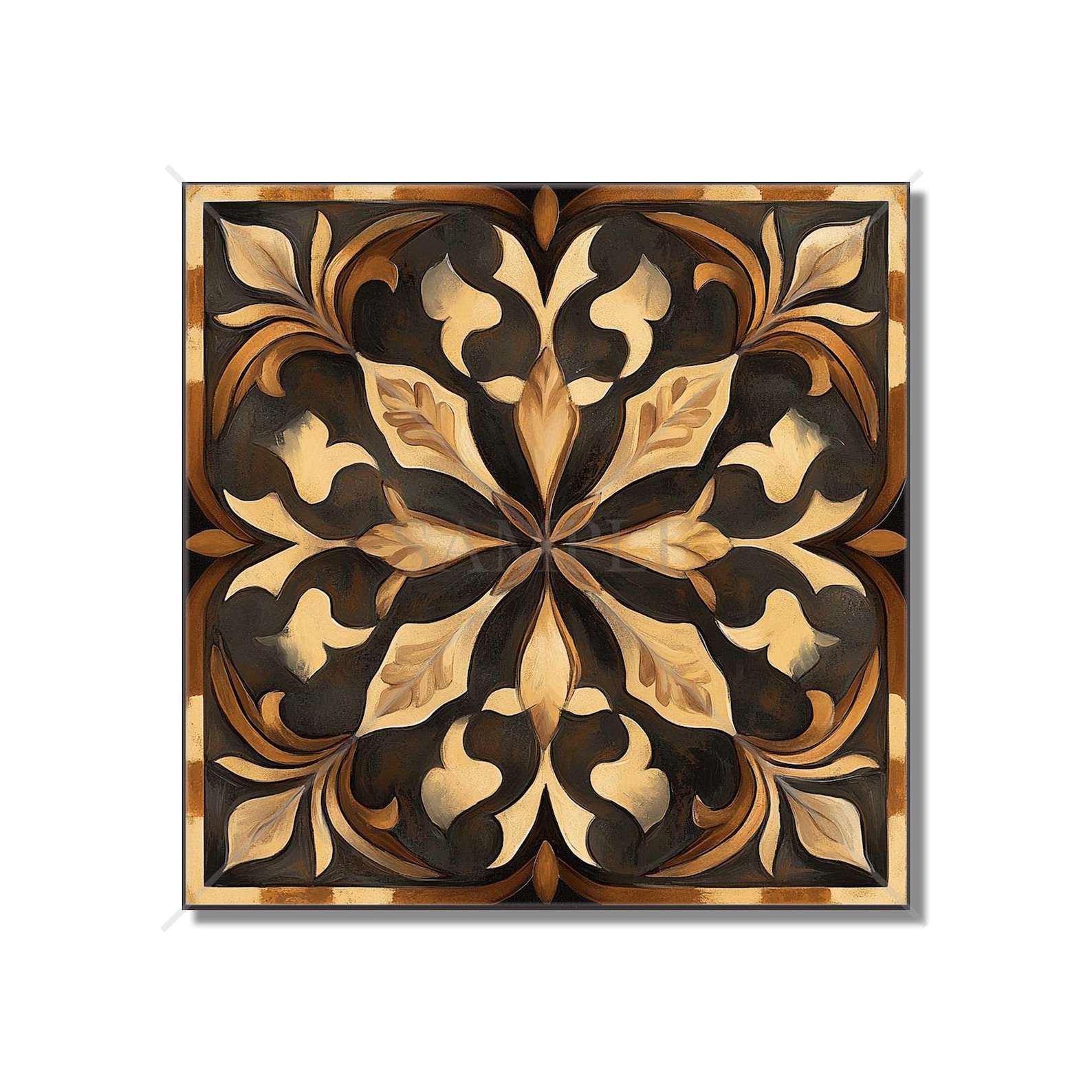 Antique Design Brown Ceramic Tiles - Brown Patterned Kitchen Backsplash ...