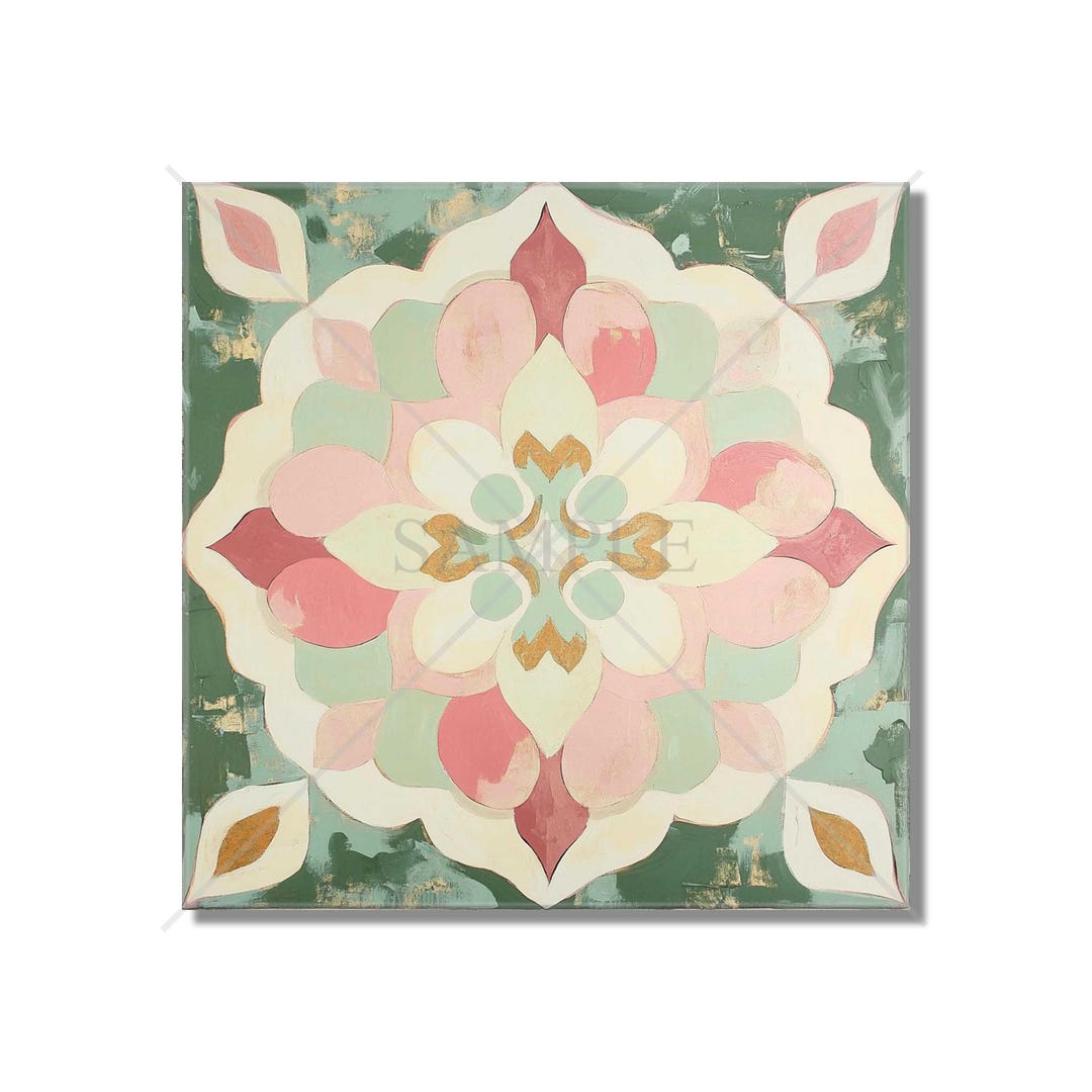 Pink and Green Vintage Design Ceramic Tile - Kitchen Backsplash Tile ...