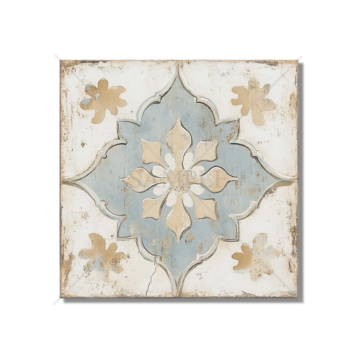 Aged Blue Beige Ceramic Tile Vintage Aged Design Tile - Unique ...