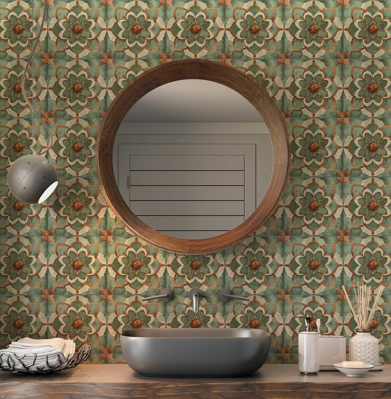 Aged Green Copper Ceramic Tile - Vintage Aged Design Tile - Unique ...