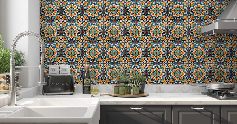 Bright Multi Colored Ceramic Tile - Bright Colors Kitchen Tile - Unique ...