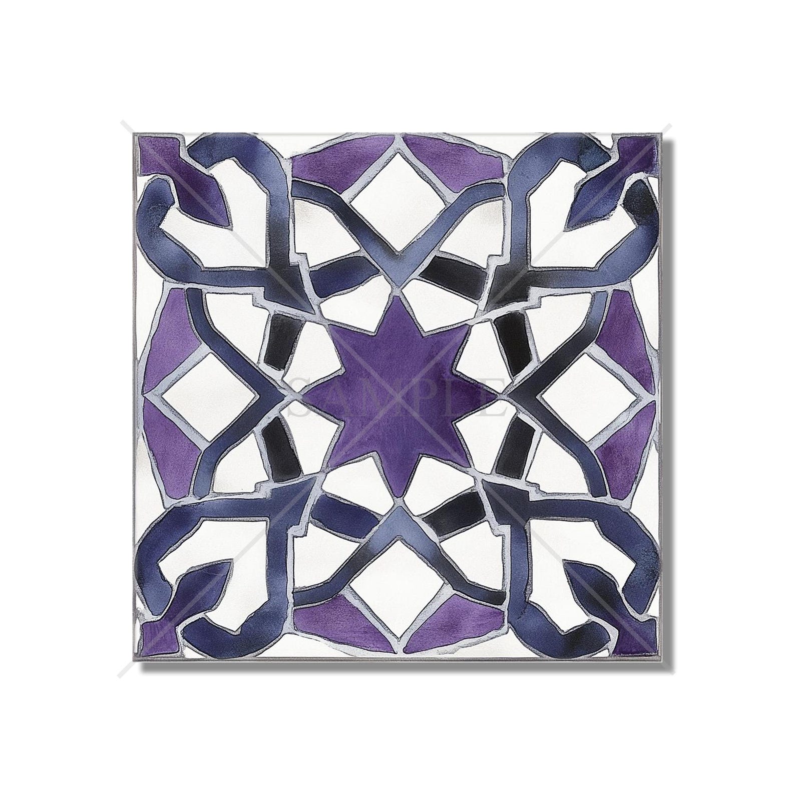 Purple Patterned Ceramic Tile - Purple Kitchen Backsplash Tile ...