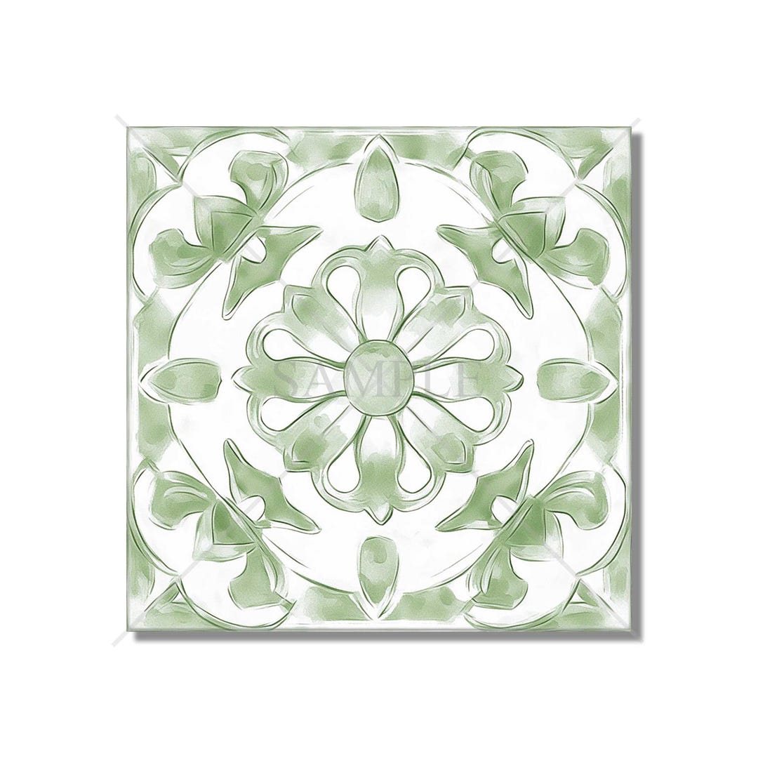 Sage Green and White Ceramic Tile - Decorative Ceramic Tile Kitchen ...