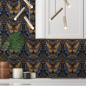 Floral Butterfly Design Ceramic Tile - Kitchen Backsplash Tile ...