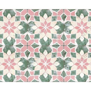 Pink and Green Vintage Design Ceramic Tile - Kitchen Backsplash Tile ...