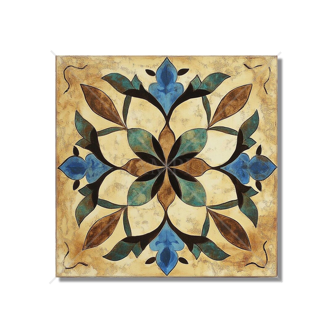 Tan Blue Ceramic Tile - Kitchen Tile - Unique Backsplash Tile ...