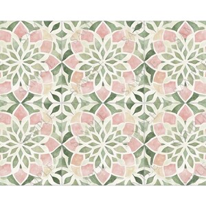 Pink and Green Vintage Design Ceramic Tile - Kitchen Backsplash Tile ...