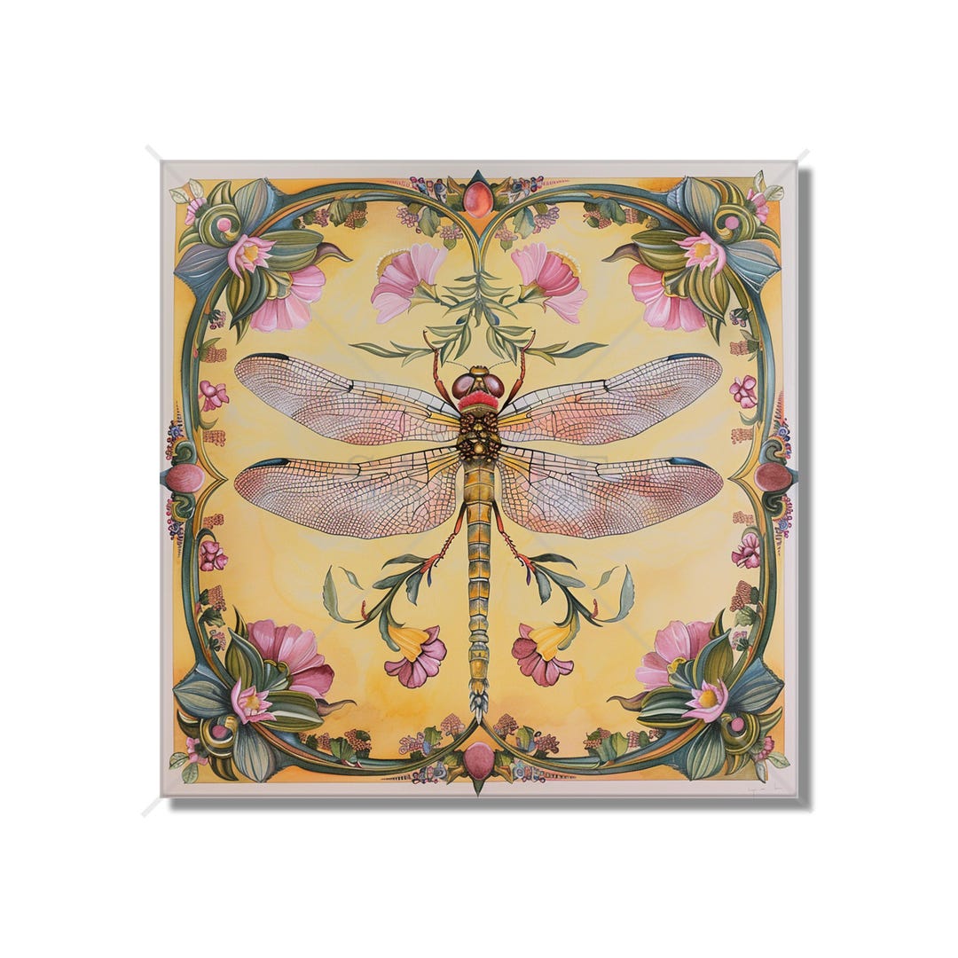 Yellow Pink Dragonfly Design Ceramic Accent Tile - Kitchen Accent Tile ...