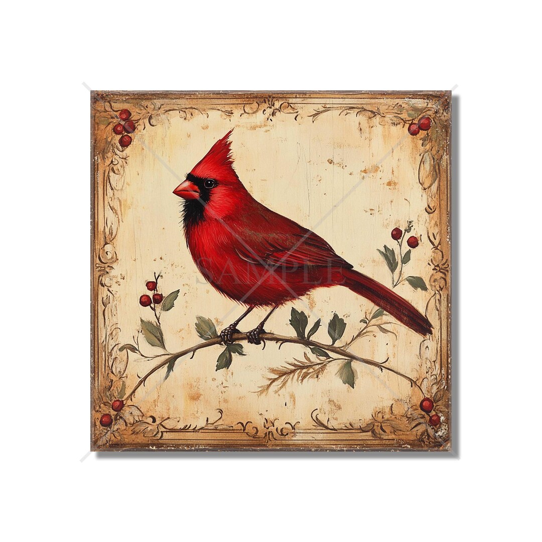 Vintage Bird Design Ceramic Tile - Ceramic Tiles With Birds Cardinal ...