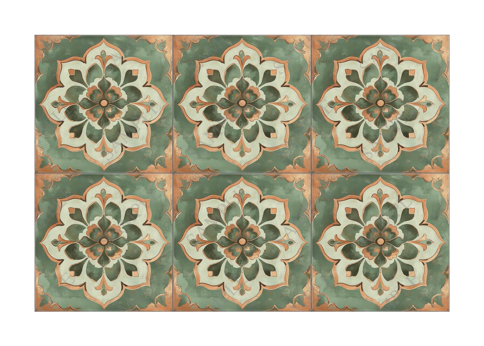 Aged Green Copper Ceramic Tile - Vintage Aged Design Tile - Unique ...