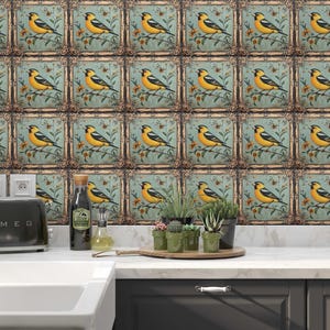 Vintage Bird Design Ceramic Tile - Ceramic Tiles With Birds - Bird ...