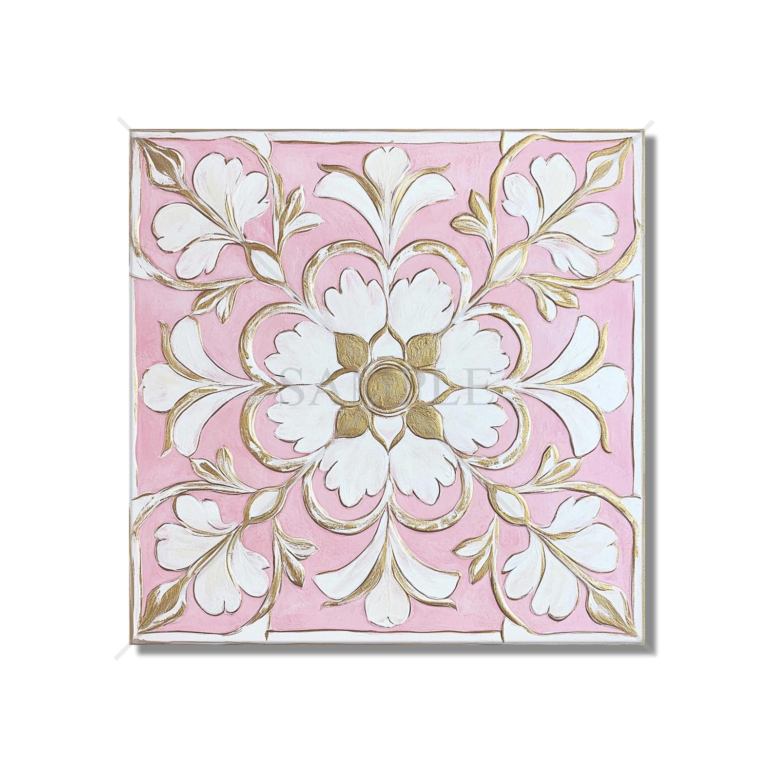 Pink Ceramic Tile Pink and White Patterned Kitchen Backsplash Tile ...