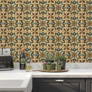 Tan Blue Ceramic Tile - Kitchen Tile - Unique Backsplash Tile ...