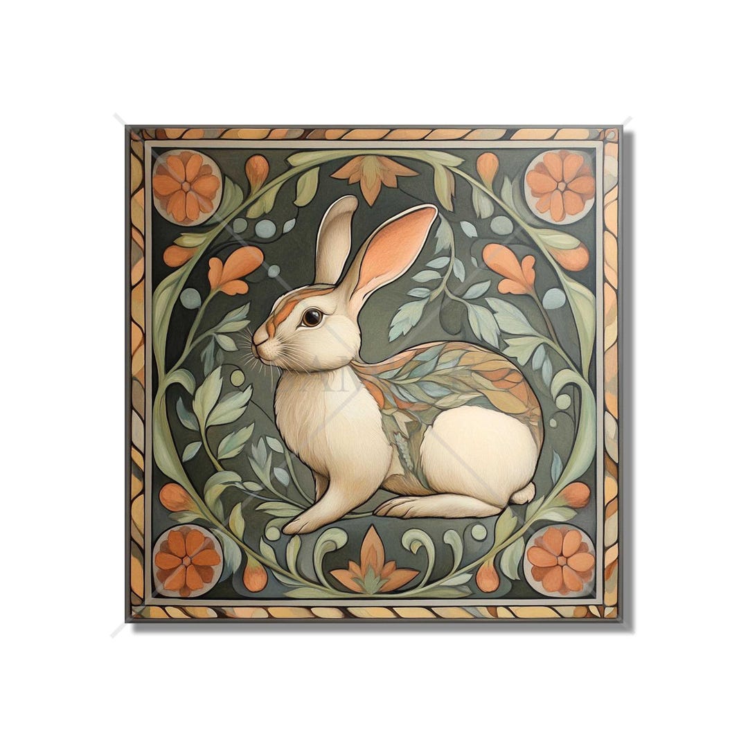 Bunny Rabbit Ceramic Tile Vintage Design Rabbit Ceramic Tile Rabbit ...