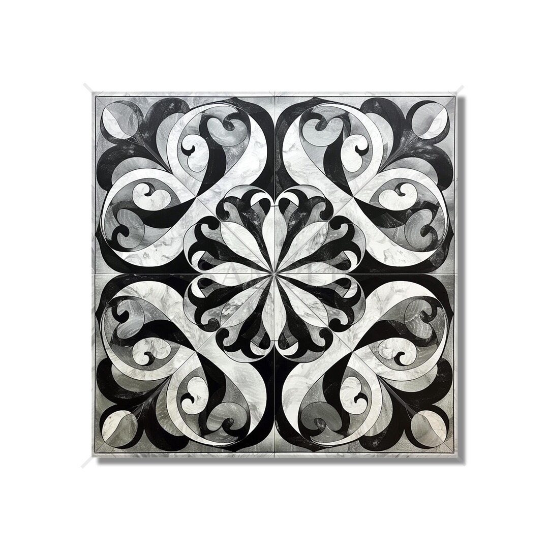 Gray and Black Ceramic Backsplash Tile - Patterned Grey Tile Design ...