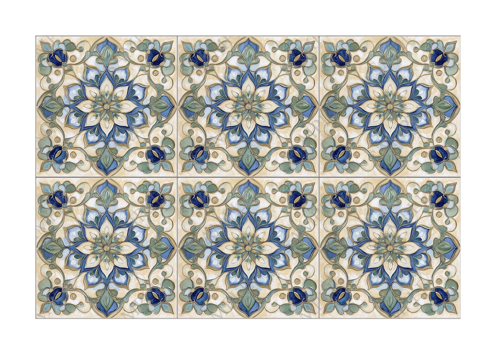 Antique Blue and Green Ceramic Tile Unique Kitchen Backsplash Tile ...