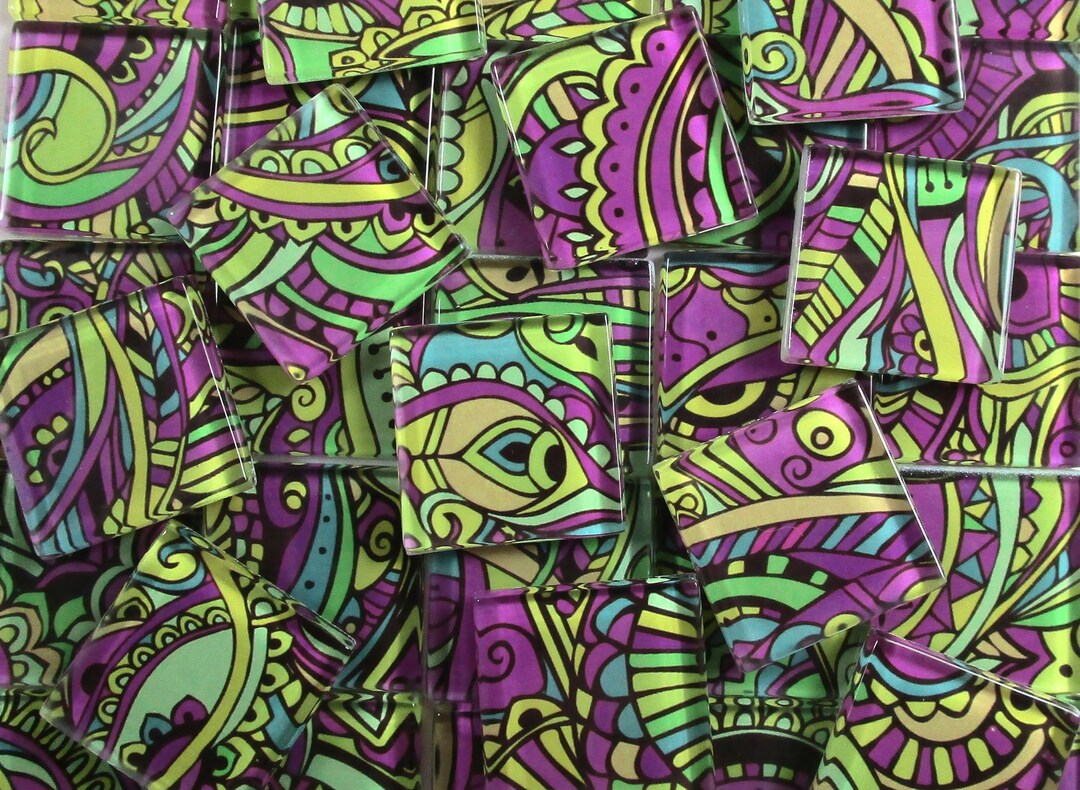 Glass Mosaic Tiles Funky Abstract Art Glass Mosaic Tiles - Etsy