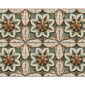 Green Patterned Ceramic Tile - Green Kitchen Backsplash - Unique ...
